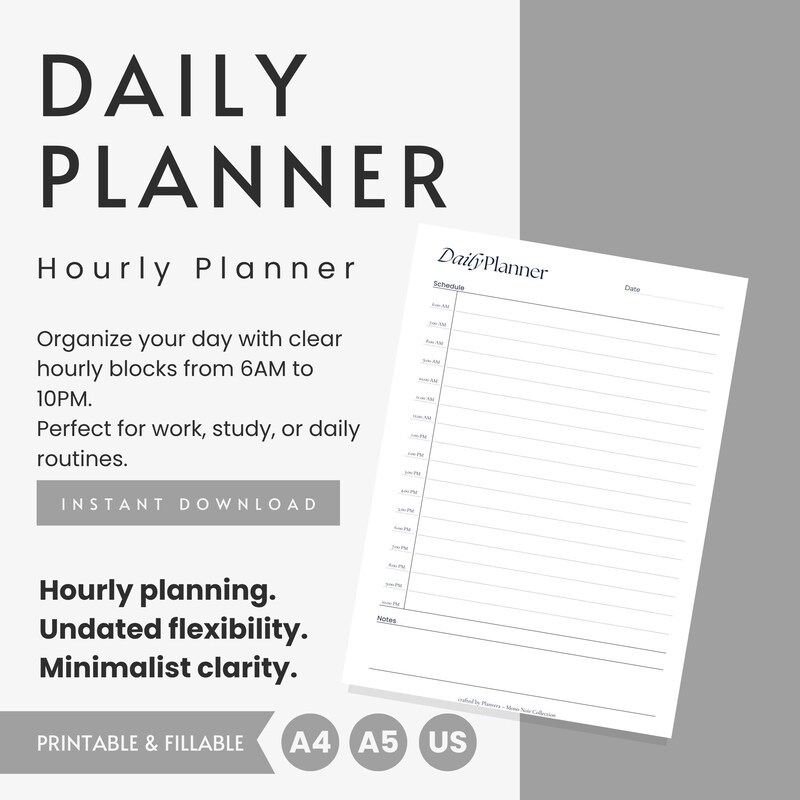 Daily Hourly Planner - Etsy