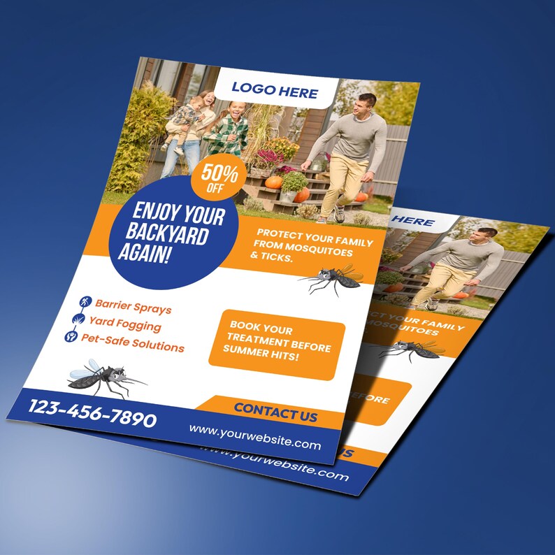 Mosquito Treatment Flyer Template | Editable Canva Template for Pest ...