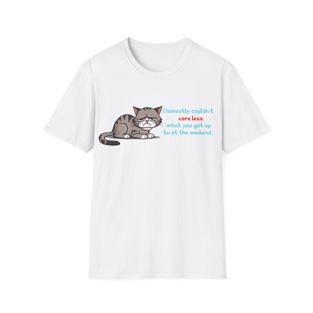 Sad Cat 'I Couldn't Care Less' T-shirt: Sarcastic Cat Lover Gift - Etsy