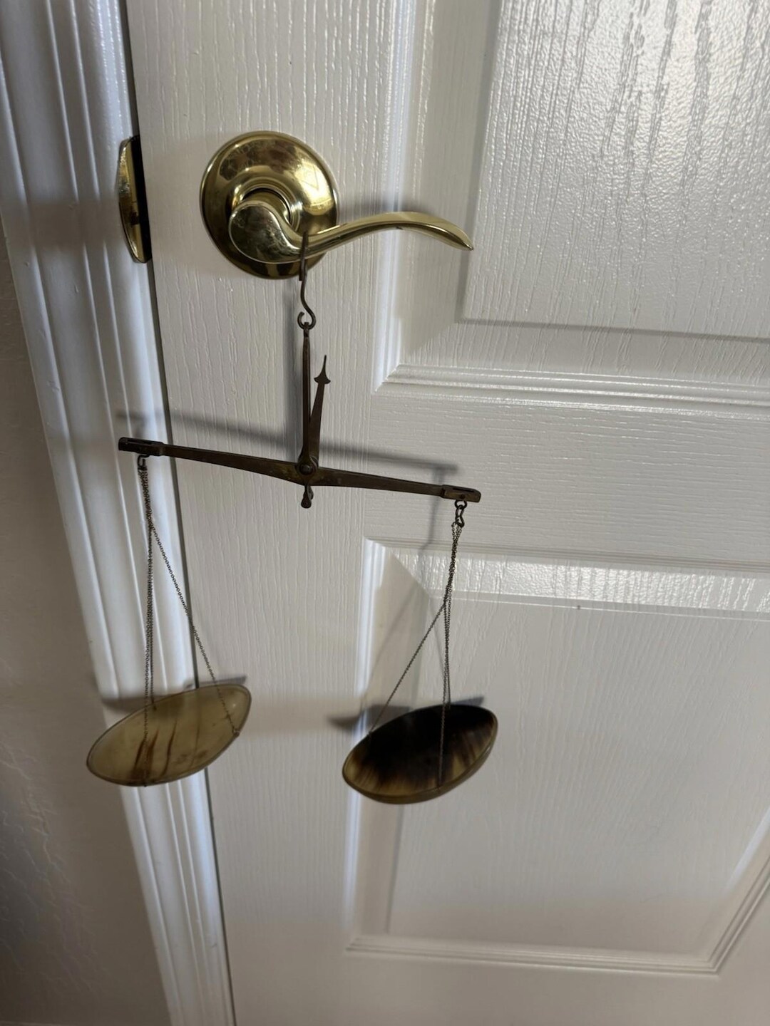 Antique Scale Old Small Pocket Scales Germany Brass Hook Celluloid Cups ...