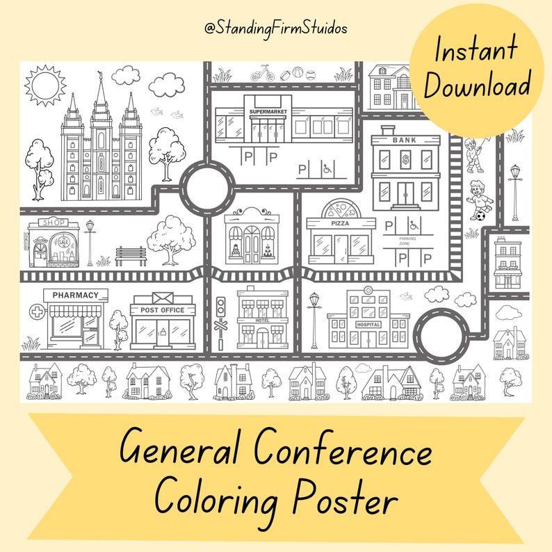 LDS General Conference Coloring Poster - Etsy