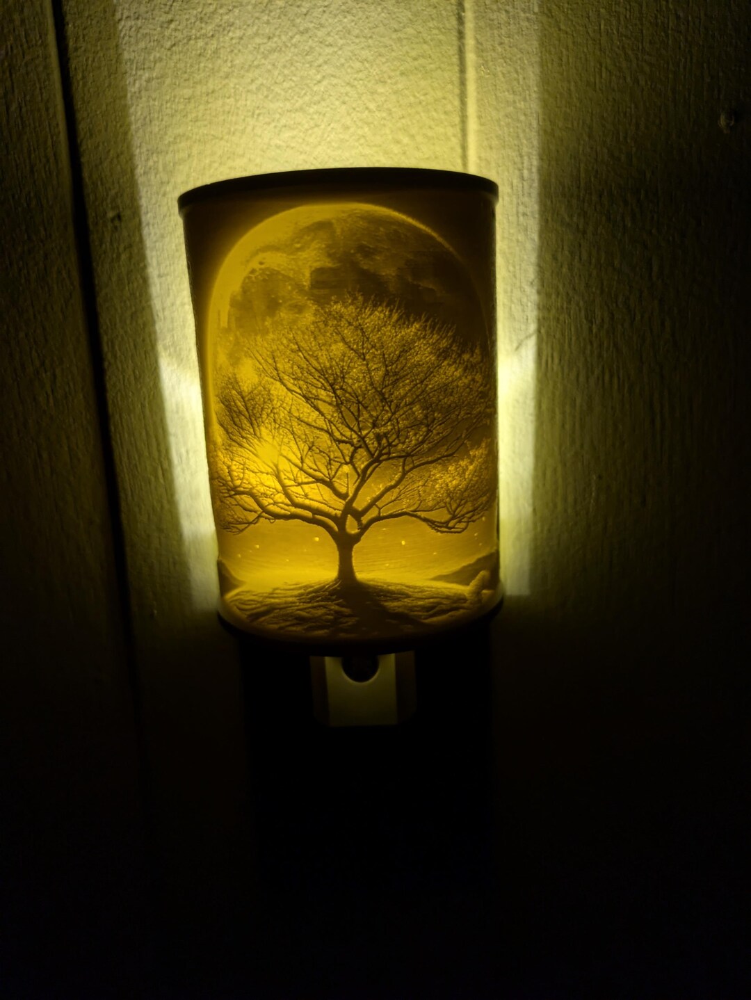 Forest Night Light, 3D Printed Tree Night Light, Plug in Moon Night ...