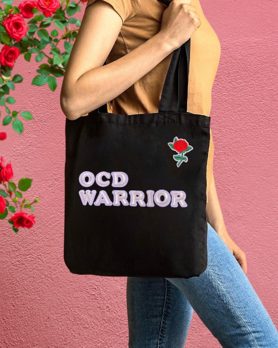 OCD Warrior Black Tote Bag, OCD Gifts, Mental Health Gift, Therapy ...