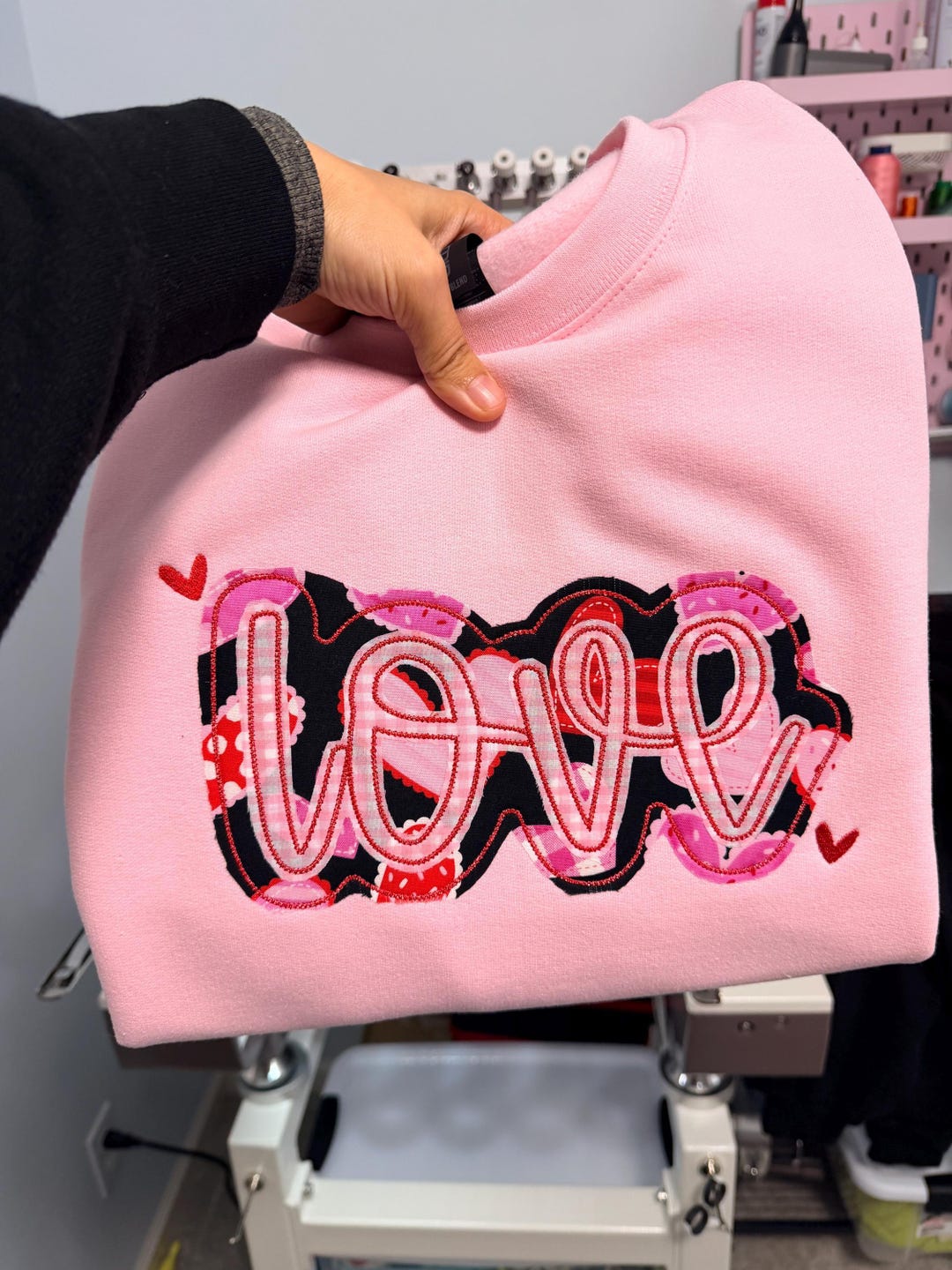 Custom Embroidered Love Double Applique Sweatshirt, Love Sweatshirt ...