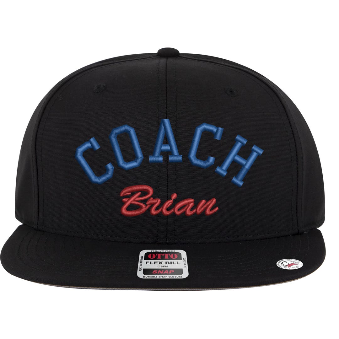 Custom Embroidery Coach Hat, Custom Name, Custom Team Color, Flat Bill ...