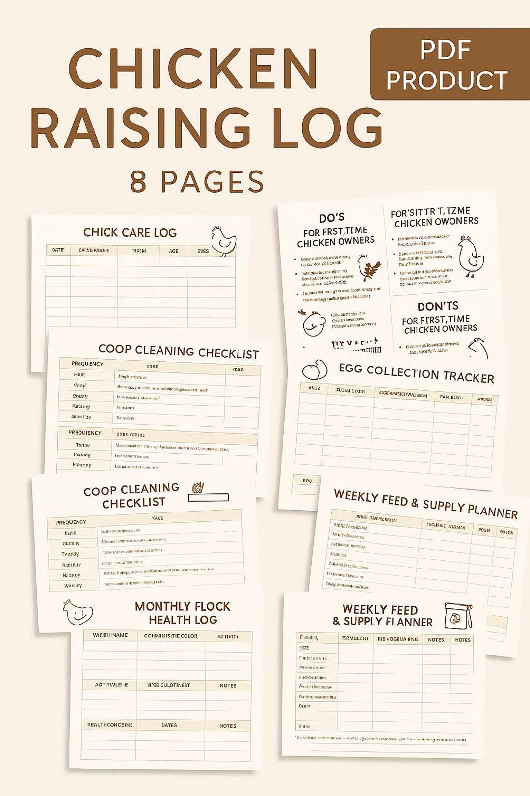 Chicken Raising Log Bundle – 8 Printable Pages | Egg Tracker, Flock ...