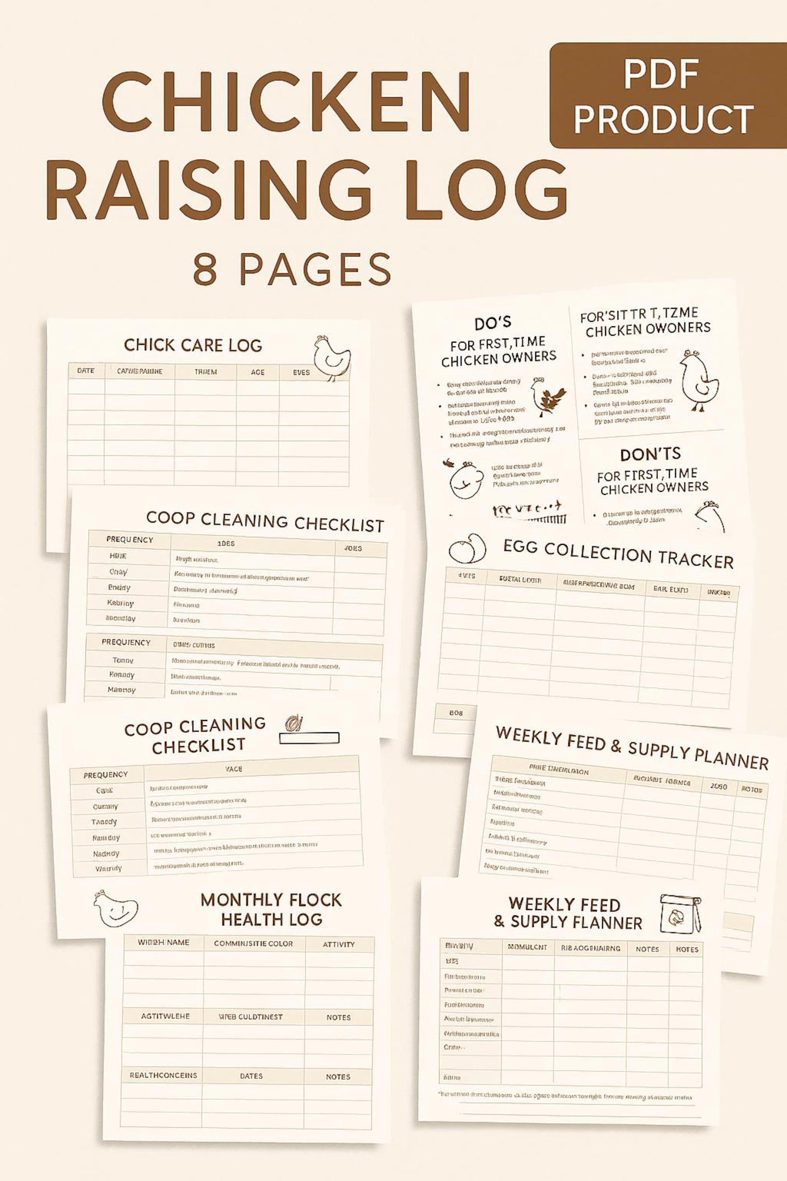 Chicken Raising Log Bundle – 8 Printable Pages | Egg Tracker, Flock ...
