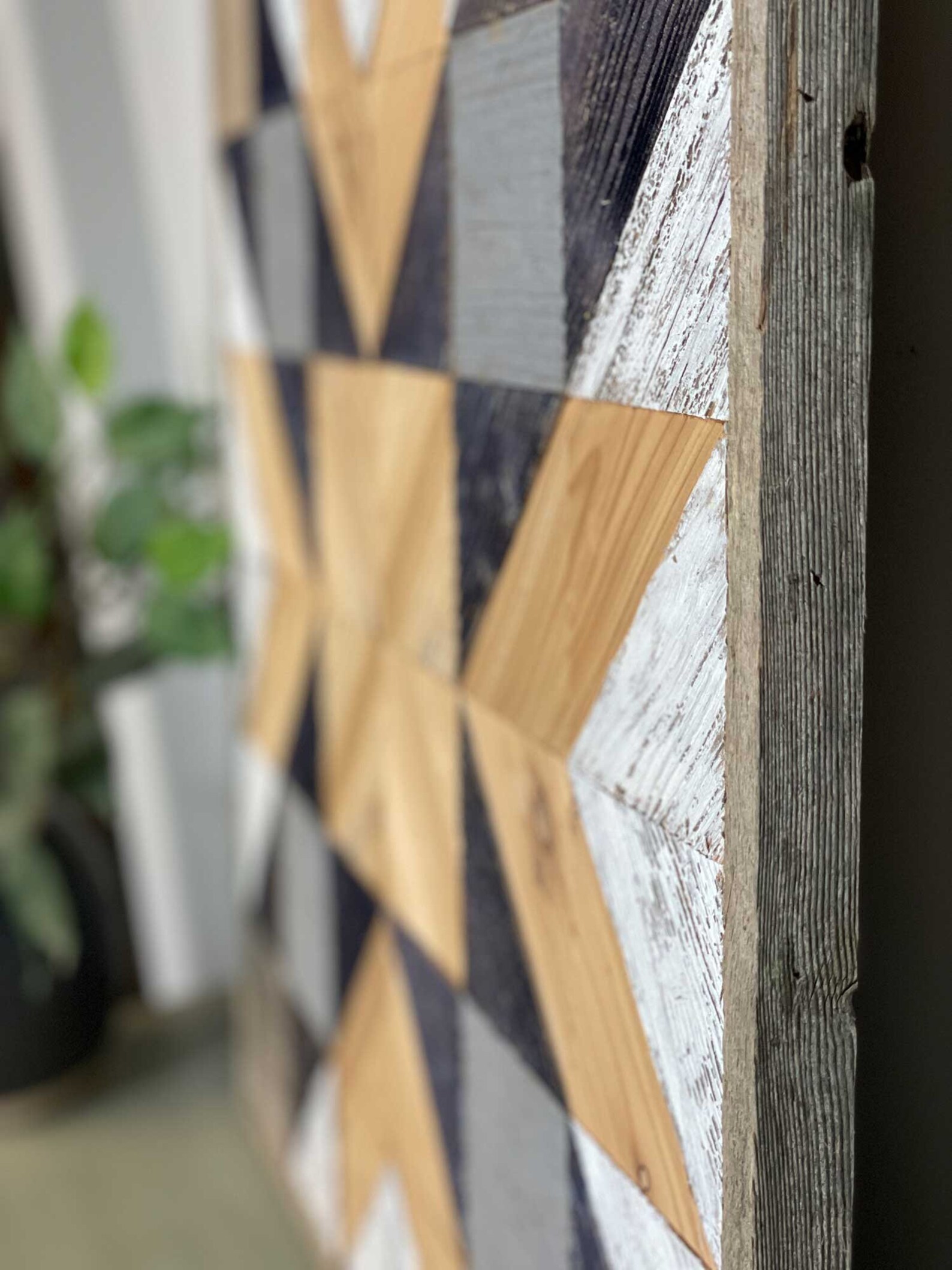 Reclaimed Wood Quilt Block With Natural Wood Center Barn Quilt Quilter ...