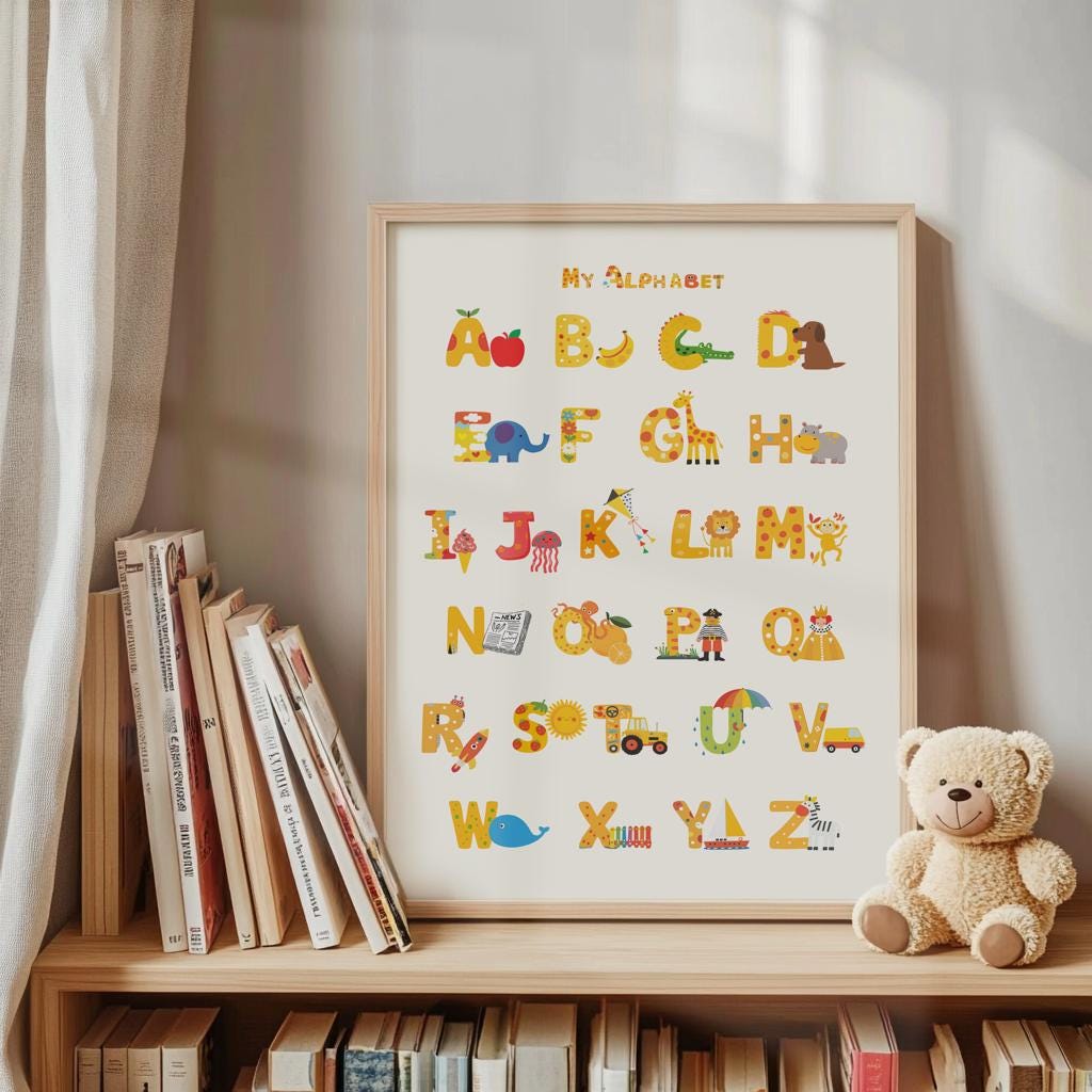Children’s Alphabet Wall Art Poster Fun & Educational ABC Chart ...