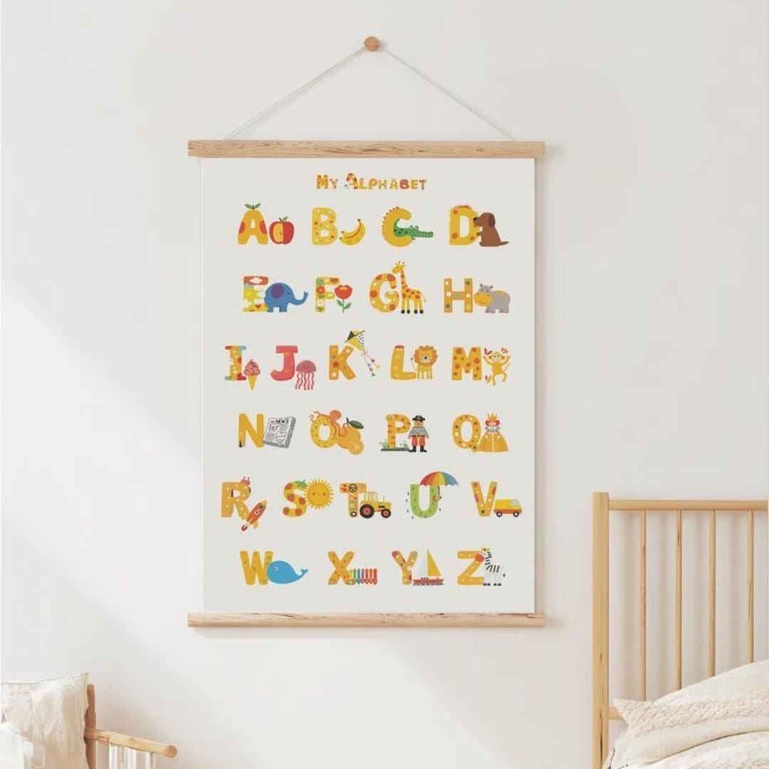 Children’s Alphabet Wall Hanging Fun & Educational ABC Chart Colourful ...