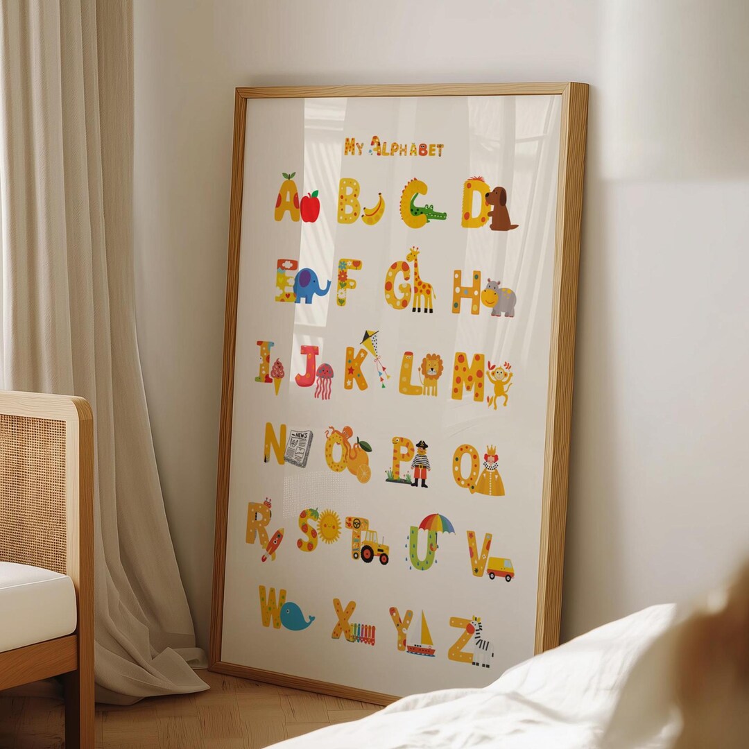 Children’s Alphabet Wall Art Poster Fun & Educational ABC Chart ...