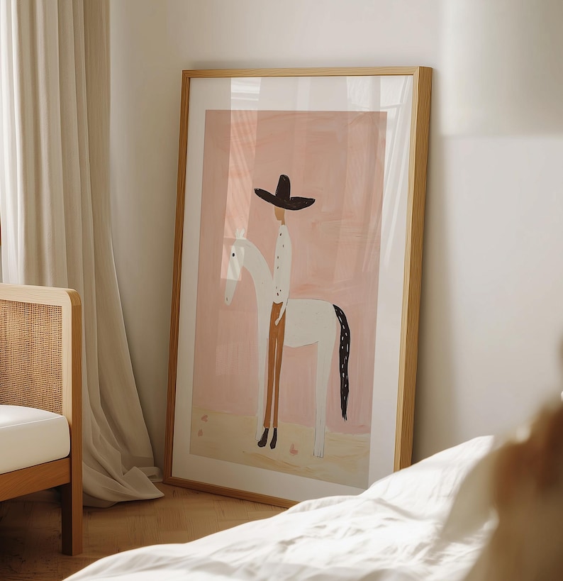Cowboy Horse Wall Art Minimalist Western Print Modern Southwestern ...