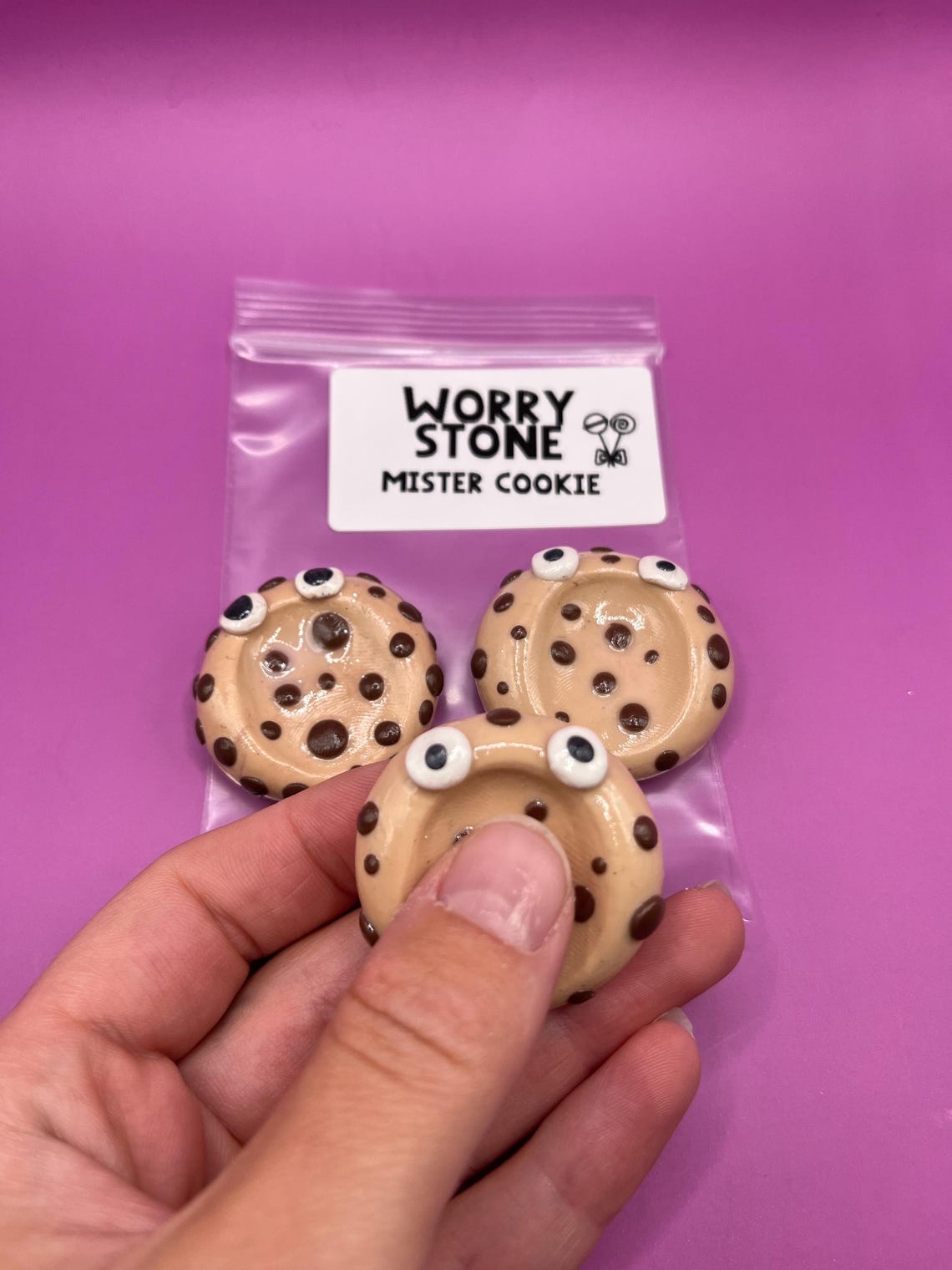 Worry Stone (mister Cookie) -handmade Polymer Clay Worry Stone - Etsy