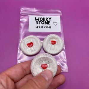 Worry Stone (christian Cross Heart) -handmade Polymer Clay Worry Stone ...
