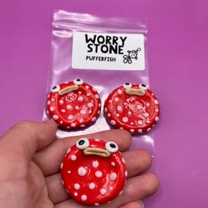 Worry Stone (puffer Fish) -handmade Polymer Clay Worry Stone - Etsy