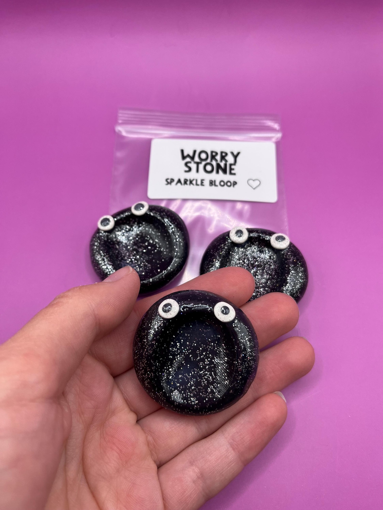 Worry Stone (sparkle Bloop) -handmade Polymer Clay Worry Stone - Etsy