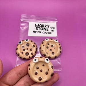 Worry Stone (mister Cookie) -handmade Polymer Clay Worry Stone - Etsy