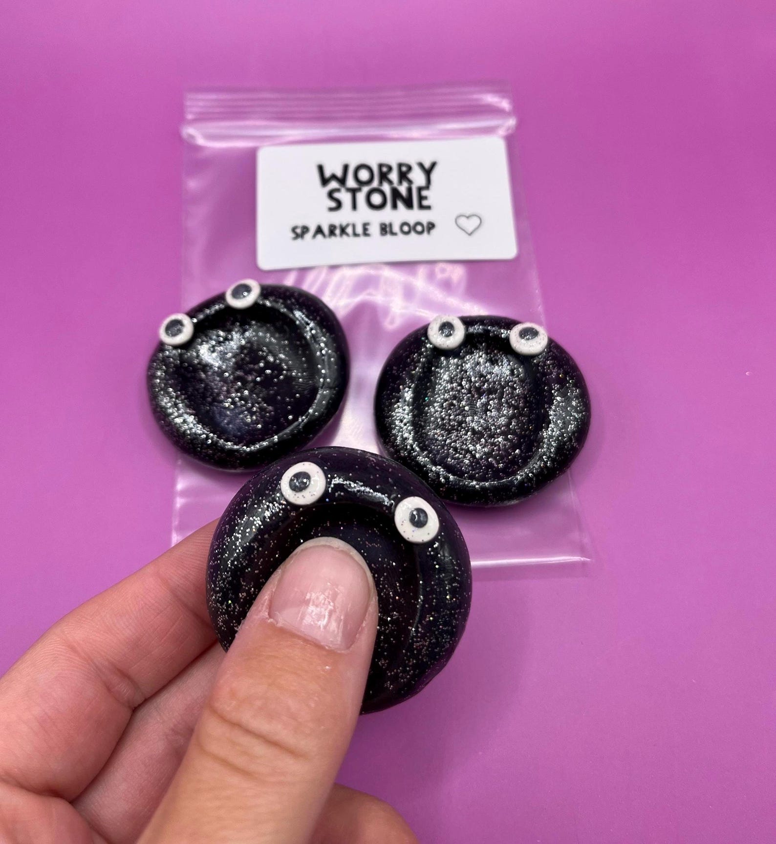 Worry Stone (sparkle Bloop) -handmade Polymer Clay Worry Stone - Etsy