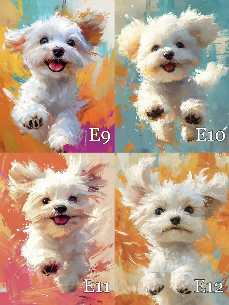 Custom Running Dog Oil Painting Portrait Personalized Action Pet Art ...