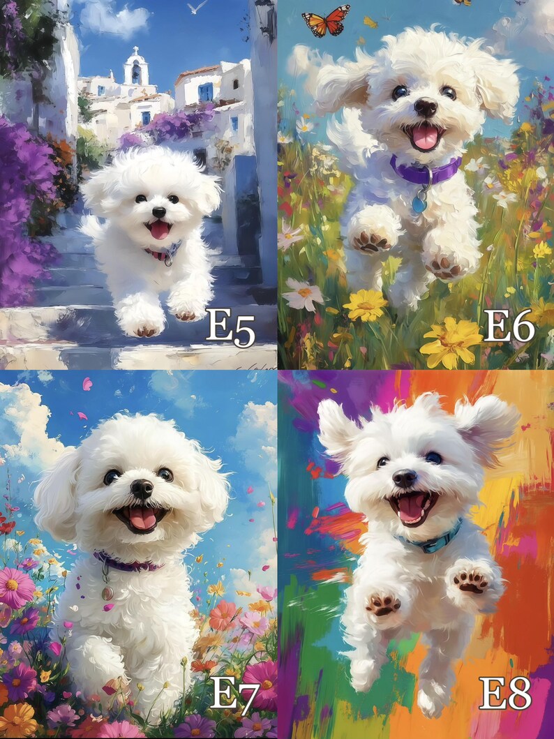 Custom Running Dog Oil Painting Portrait Personalized Action Pet Art ...