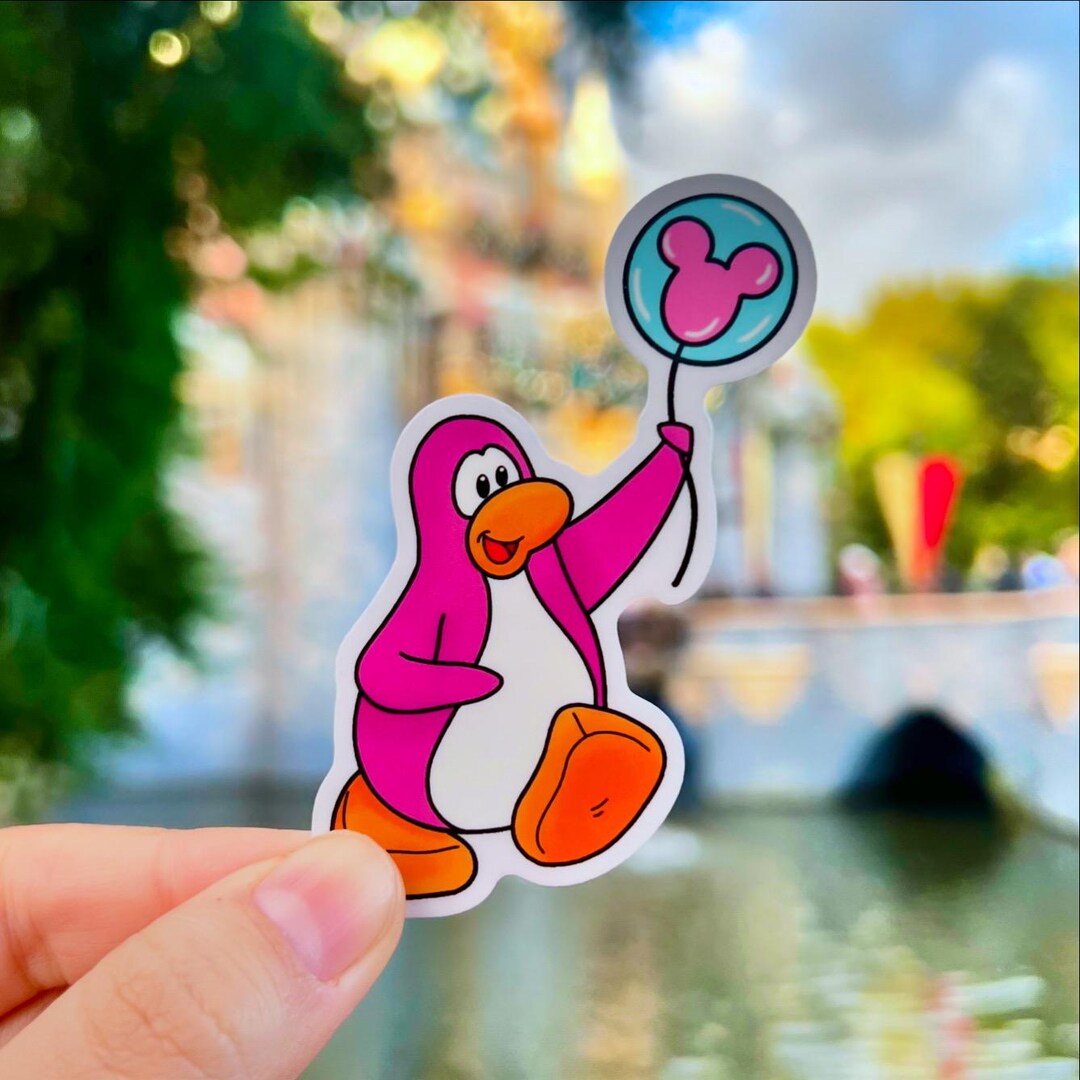 Pink Club Penguin Clear Sticker - Etsy