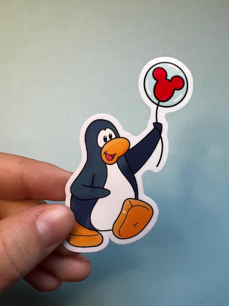 Pink Club Penguin Clear Sticker - Etsy