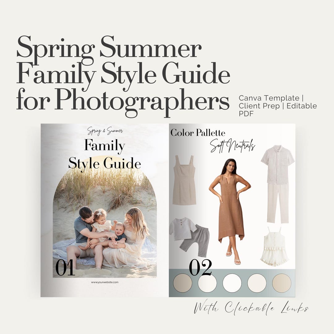 Spring Summer Family Style Guide for Photographers | Canva Template ...