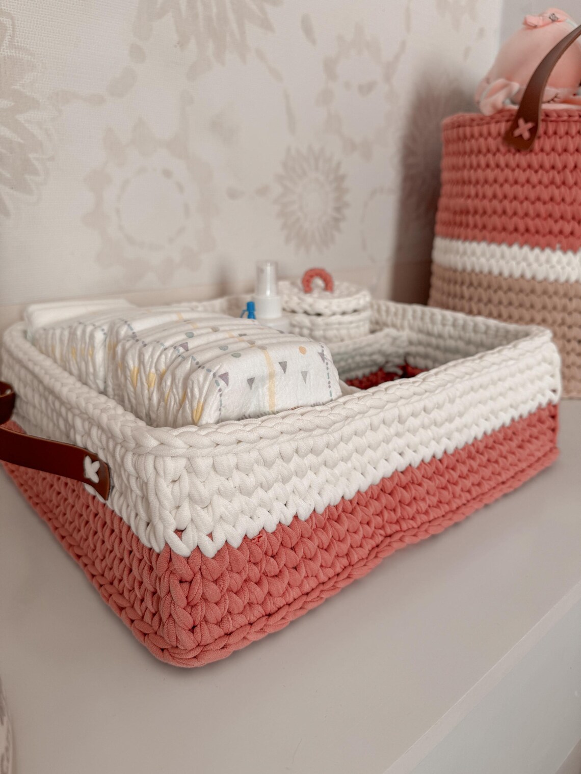 Crochet Diaper Caddy Pattern PDF: Nursery Organizer With Dividers - Etsy