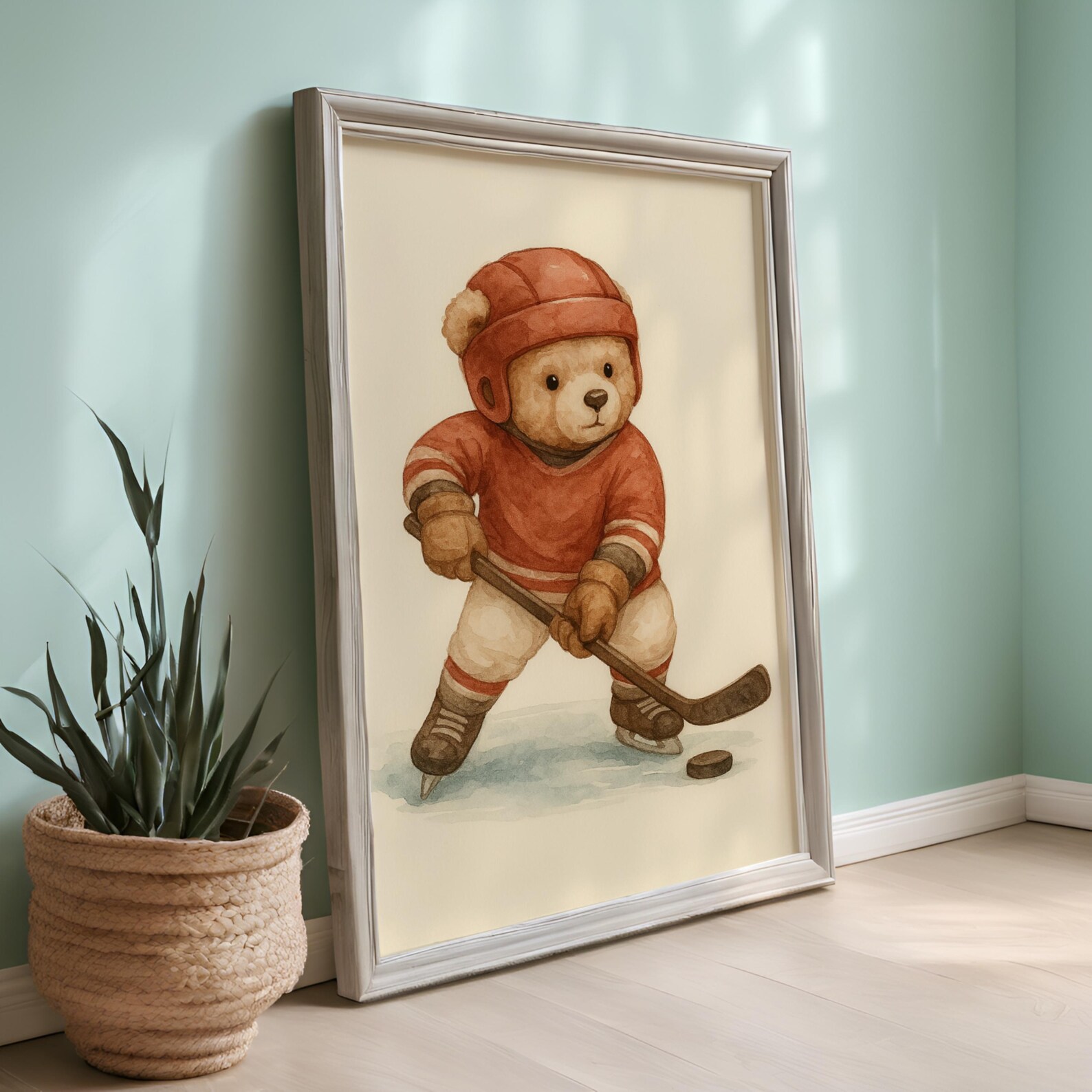 Set of 6 Vintage Teddy Bear Sports Wall Art, Sports Nursery, Kids Room ...