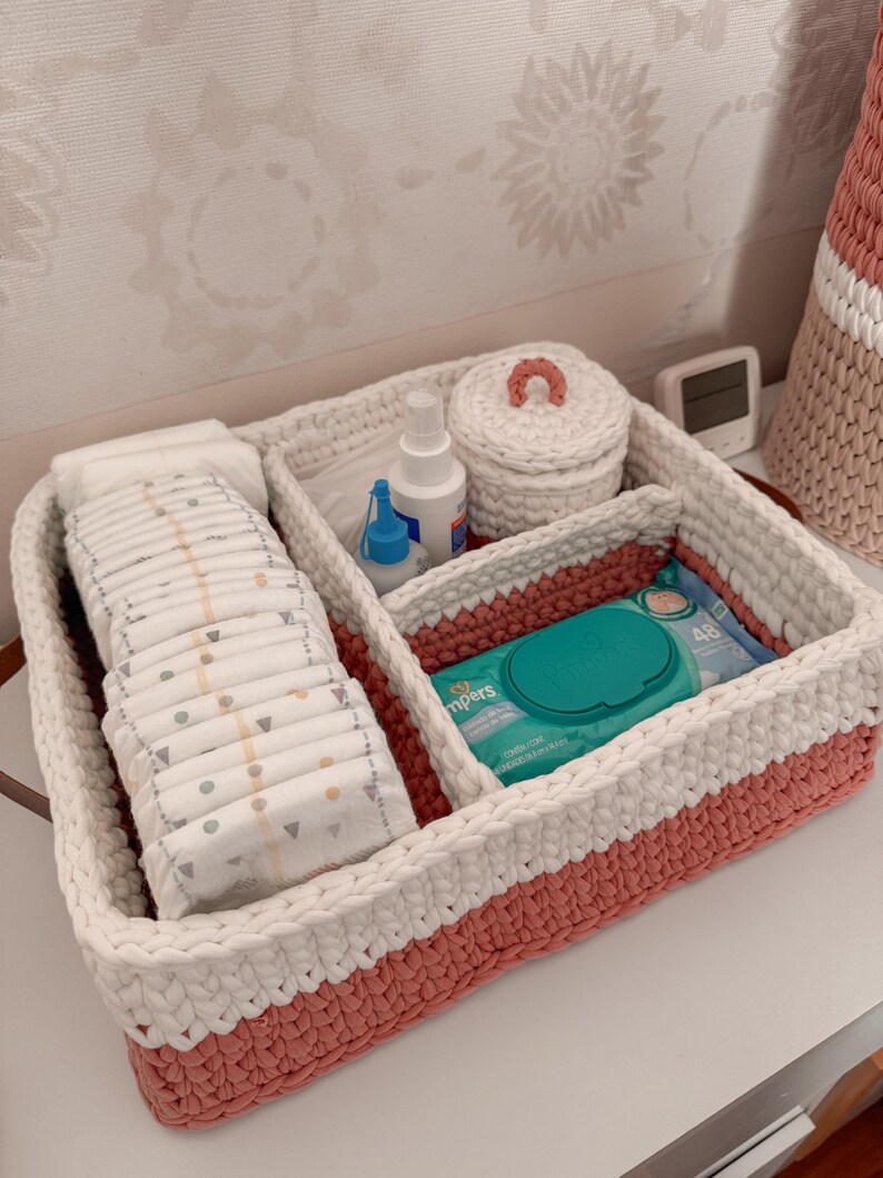 Crochet Diaper Caddy Pattern PDF: Nursery Organizer With Dividers - Etsy