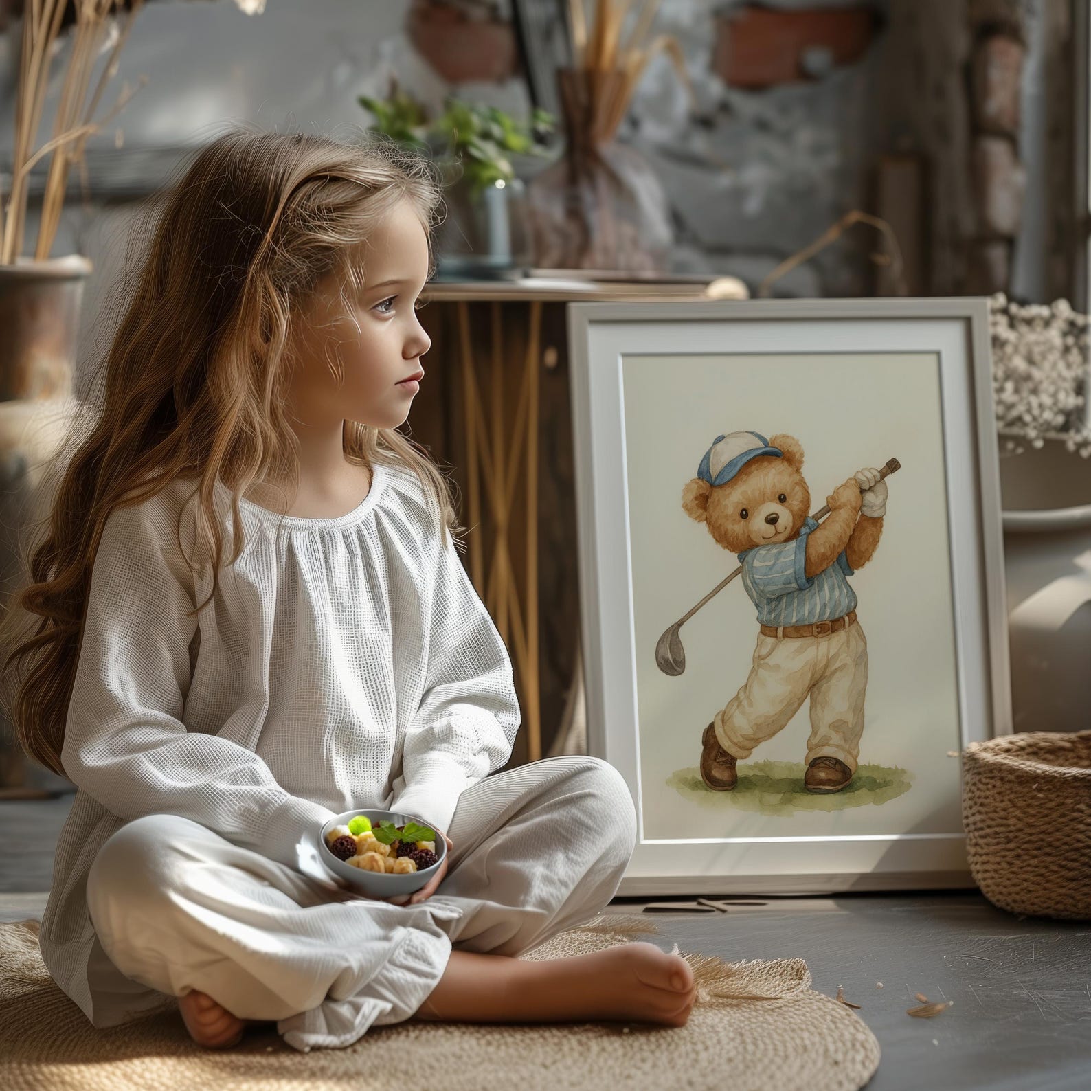 Set of 6 Vintage Teddy Bear Sports Wall Art, Sports Nursery, Kids Room ...