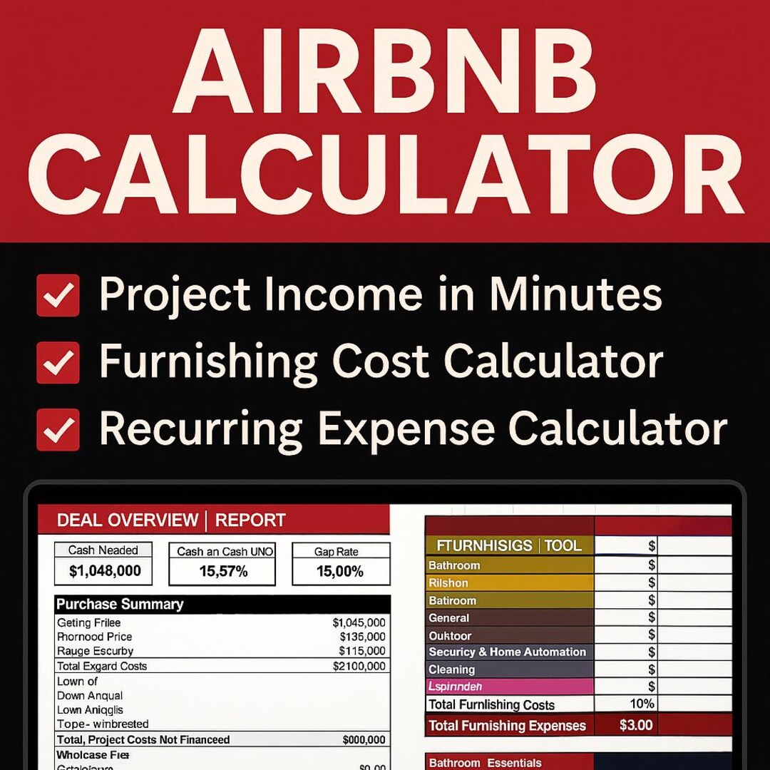 Airbnb Deal Analyzer Spreadsheet | STR Investment Calculator ...