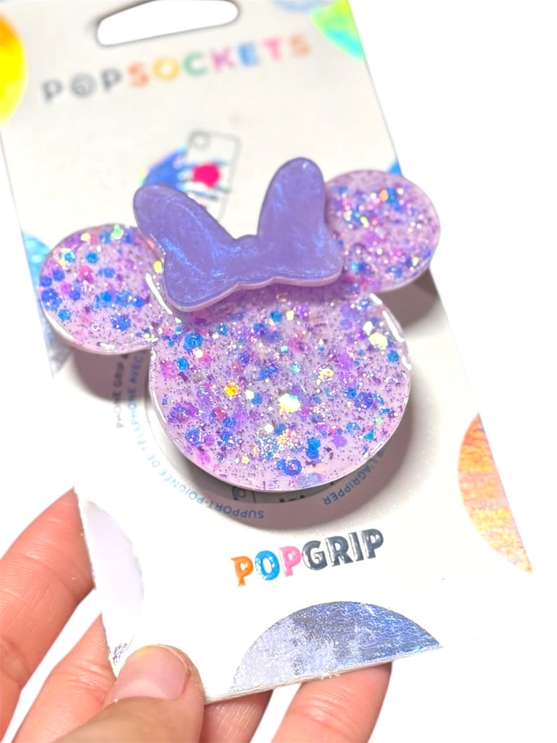 Purple Glitter Iridescent Mouse Head Phone Grip - Etsy