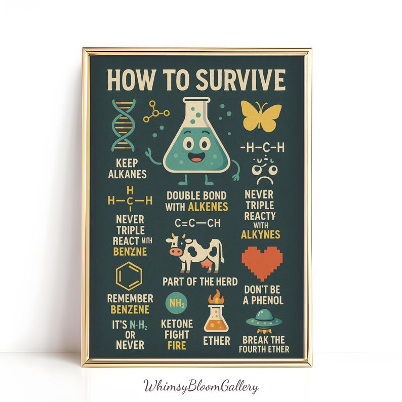 How to Survive Chemistry Poster, Funny Science Classsroom Decor ...