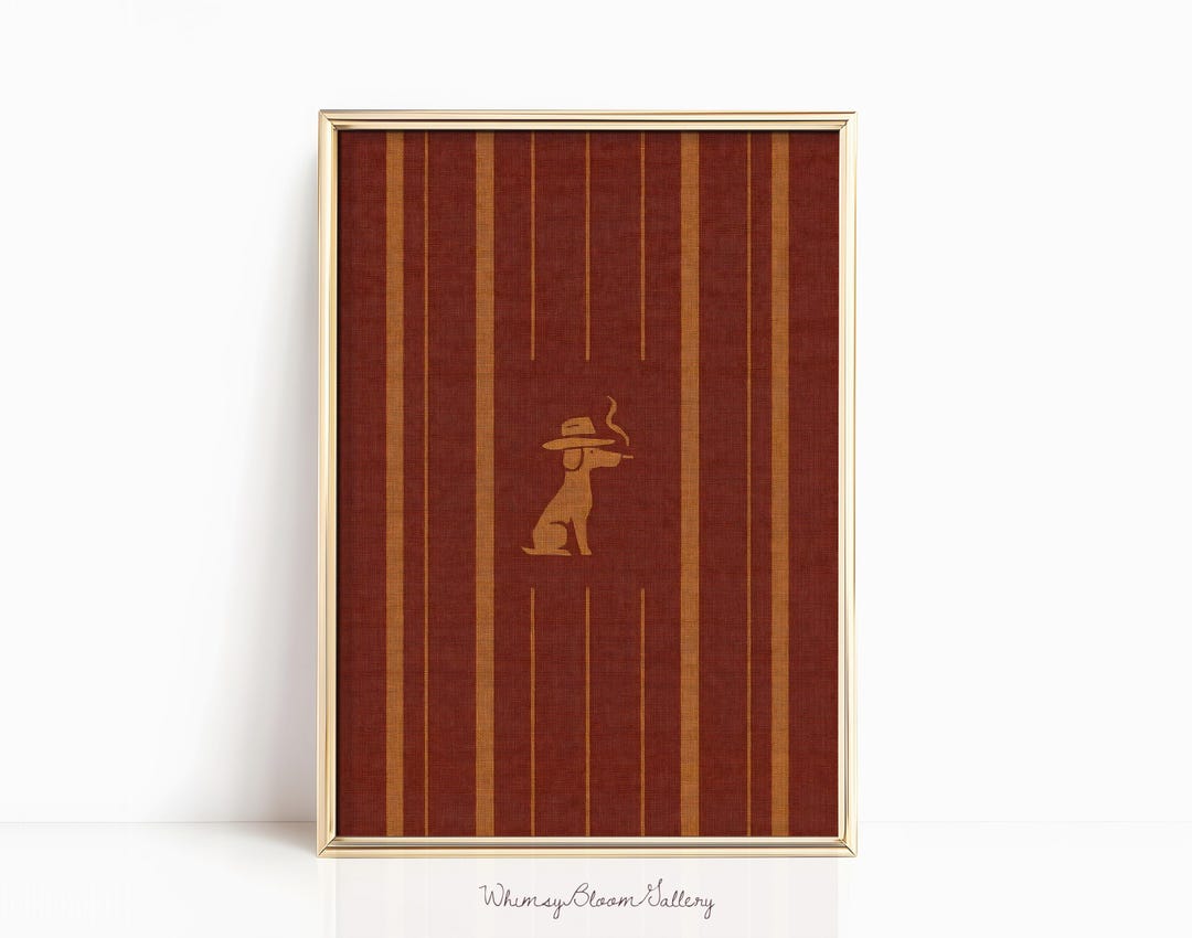 Dog Cowboy Smoking a Cigarette Wall Art, Retro Bucking Bronco Print ...