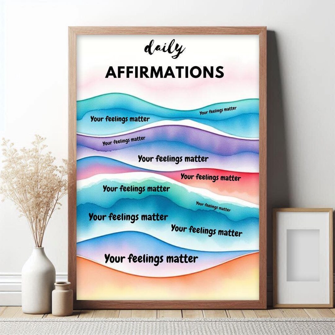 Your Feelings Matter, Daily Affirmation Poster Positive Thinking ...