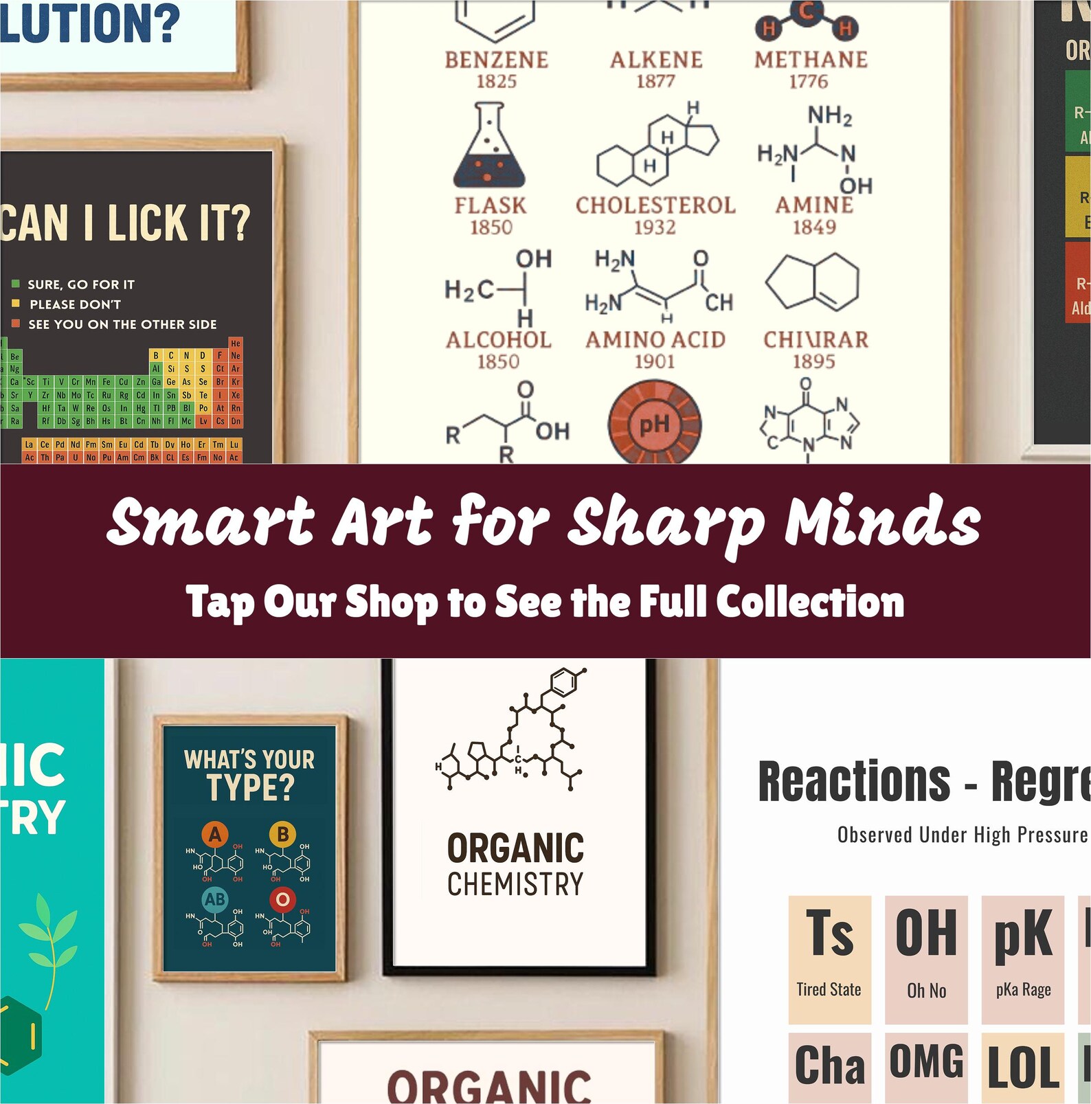 Organic Panic Table Funny Science Poster, Periodic Table Wall Art ...