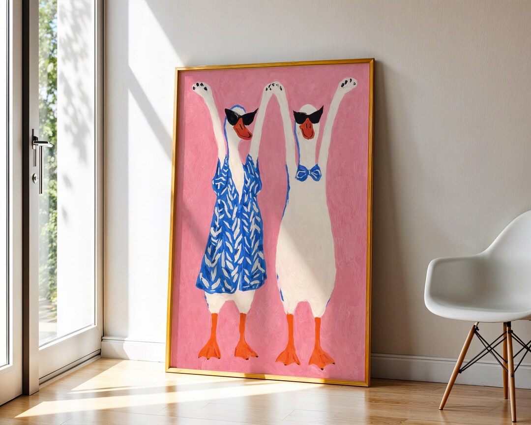 Pink Silly Goose Printable - Maximalist Geese Wall Art for Couples ...