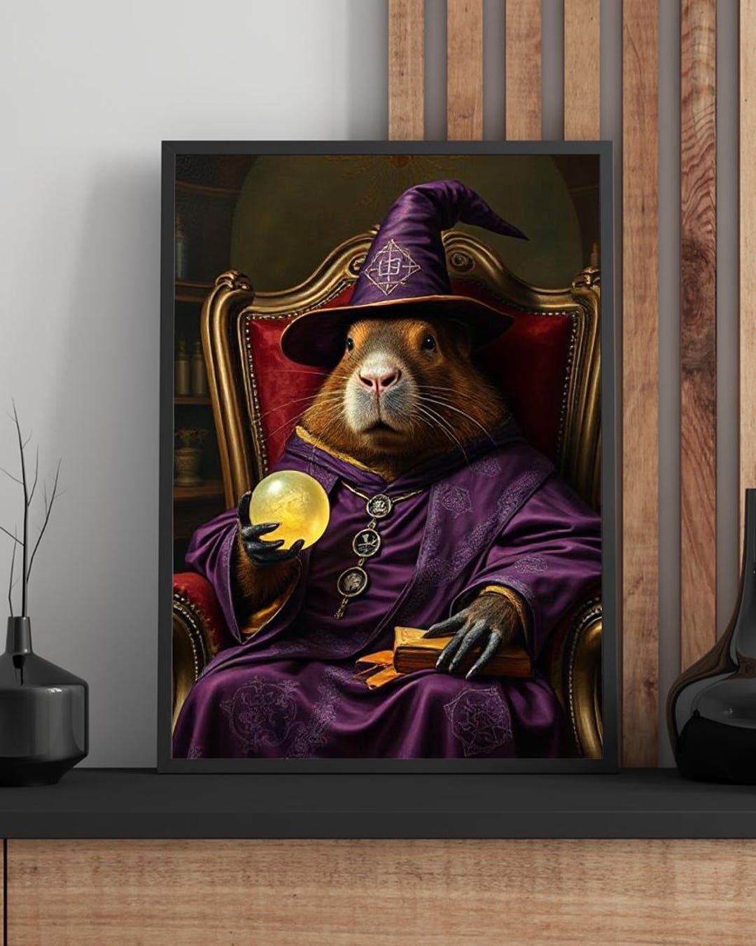 Capybara Dressed as Witch Portrait, Funny Halloween Poster, Fantasy ...