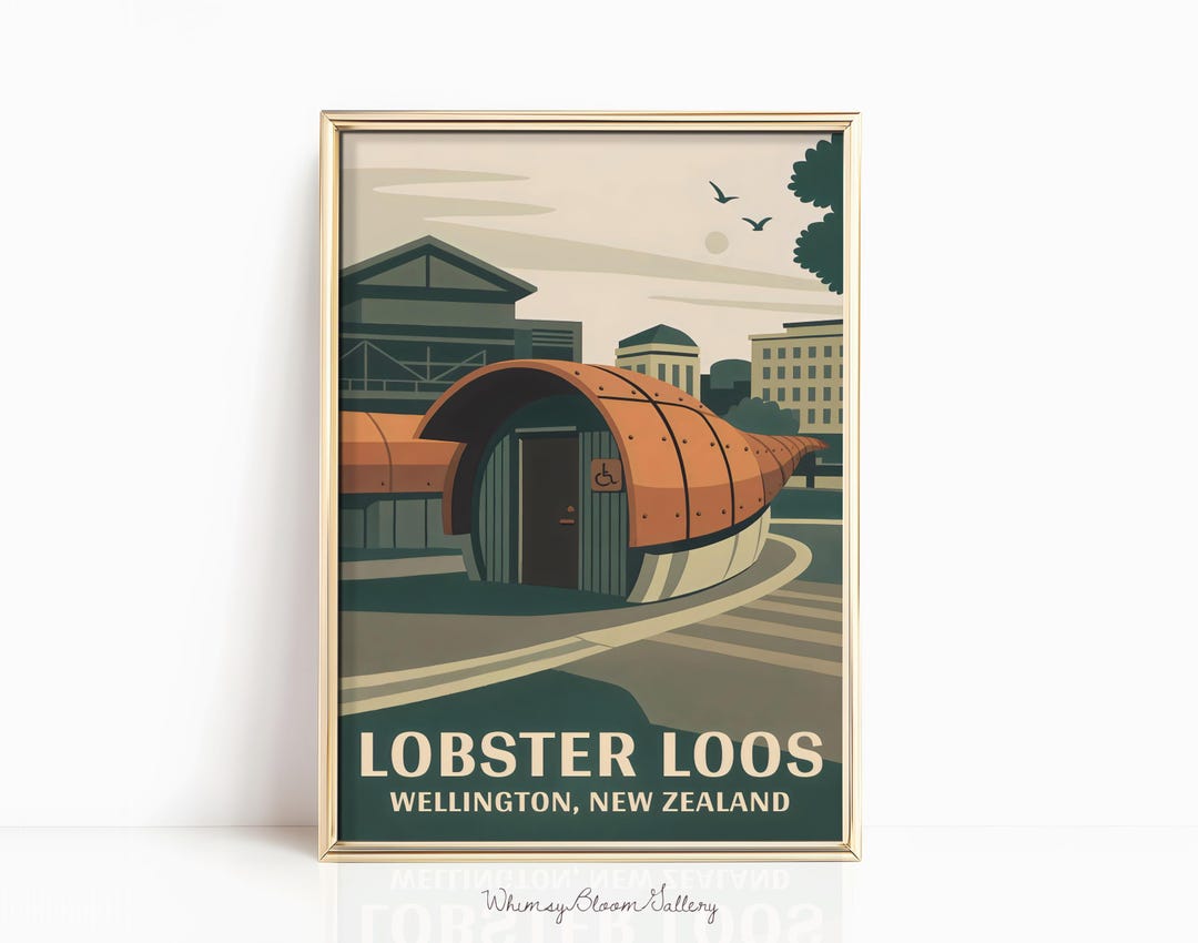 Funny Lobster Loos Bathroom at Wellington Poster, Vintage Tourist ...