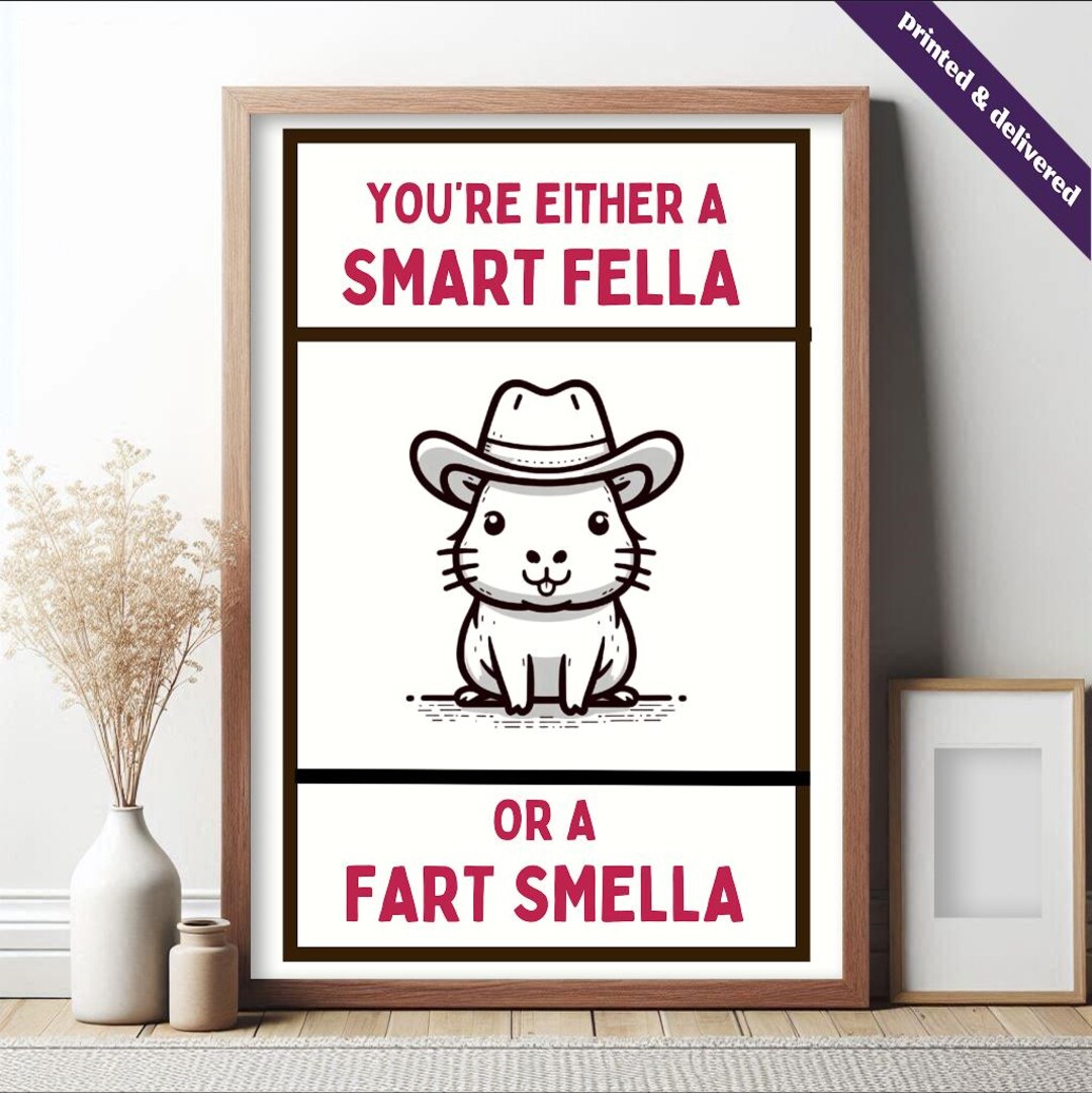 Smart Fella or Fart Smella Poster, Funny Capybaras Memes, Cute Capy ...