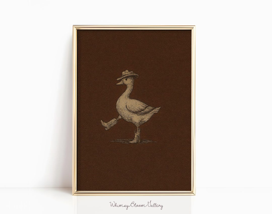 Red Textile Silly Cowboy Goose Print, Retro Western Rodeo Print ...