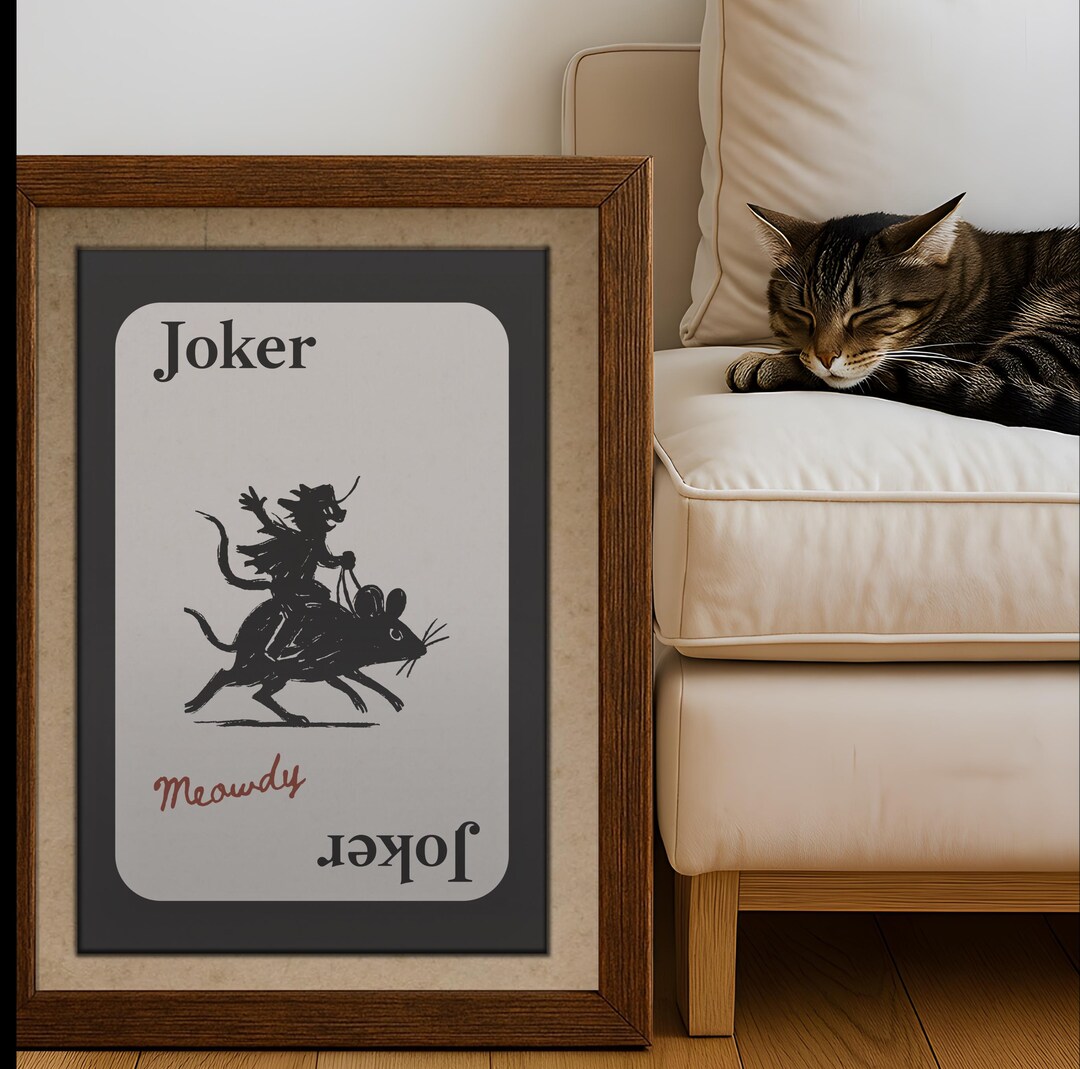 Meowdy Cowboy Cat Poster, Joker Card Southwestern Decor, Cat Cowboy ...