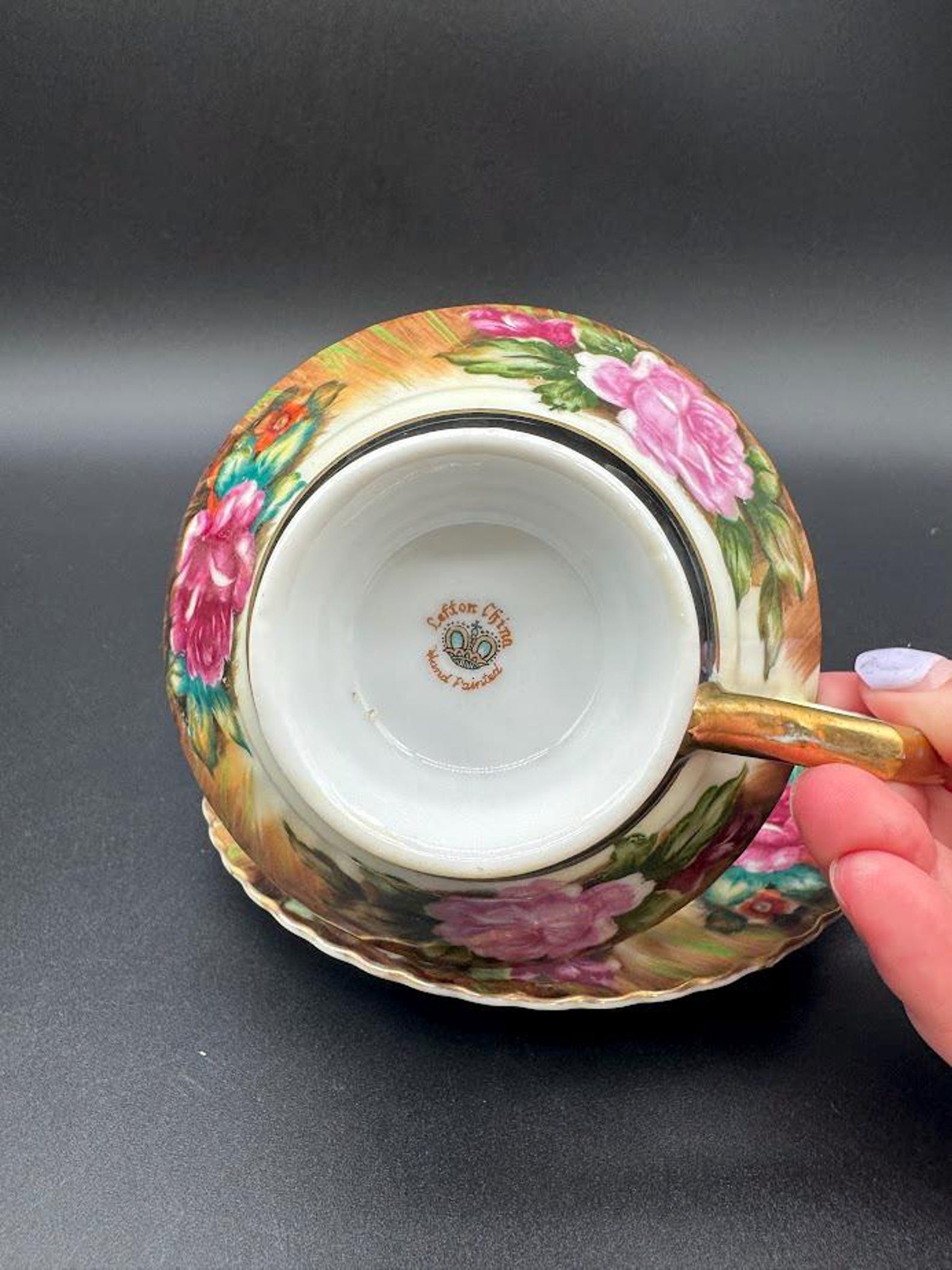 Vintage Sakura China Teacup and Saucer | Hand-painted Japan, Bold Roses ...