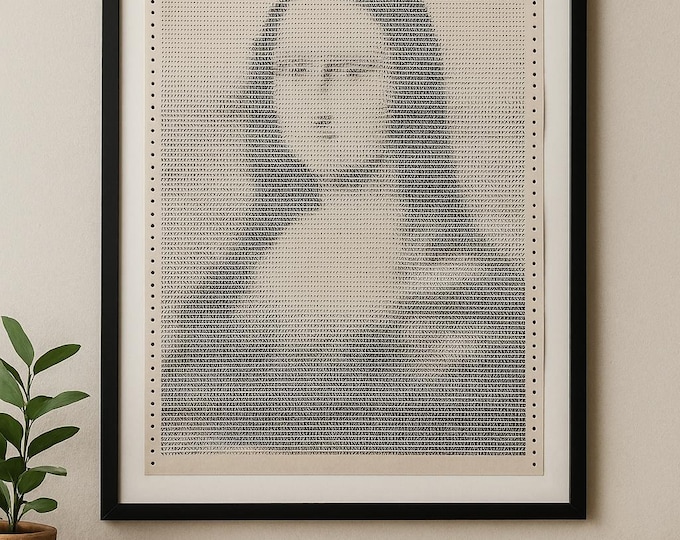 Vintage ASCII Art Mona Lisa – Computer Line Printer Printout – Retro ...
