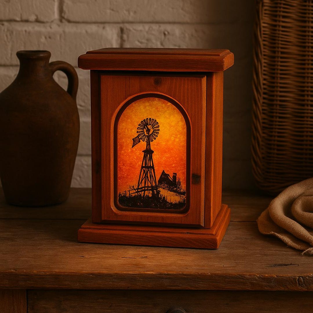 Vintage Wooden Windmill Night Light – Handcrafted Americana Accent Lamp ...