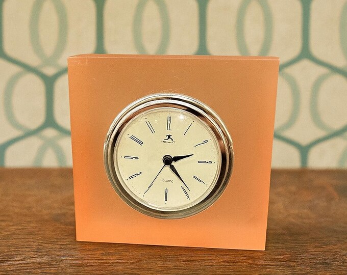 Mid-century Orange Lucite Desk Clock | Retro Office Decor - Etsy