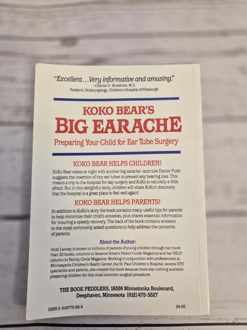 Koko Bear's Big Earache – Vicki Lansky, Parenting Book (1990s) - Etsy