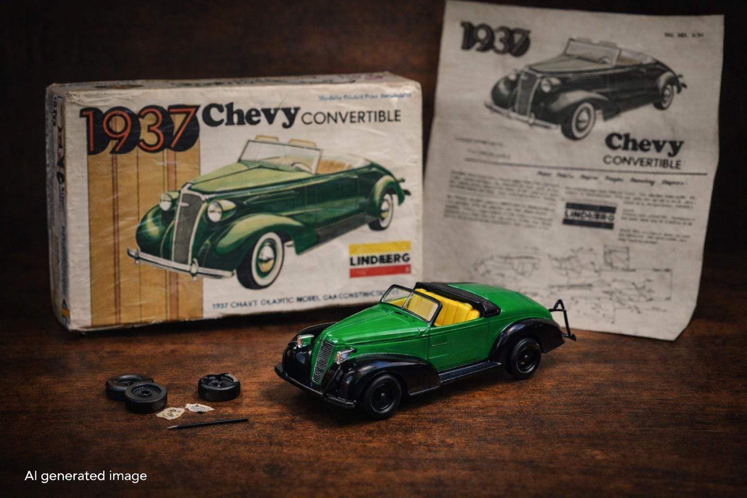Vintage 1937 Chevy Convertible Model – Lindberg 1/32 Scale – Partially ...