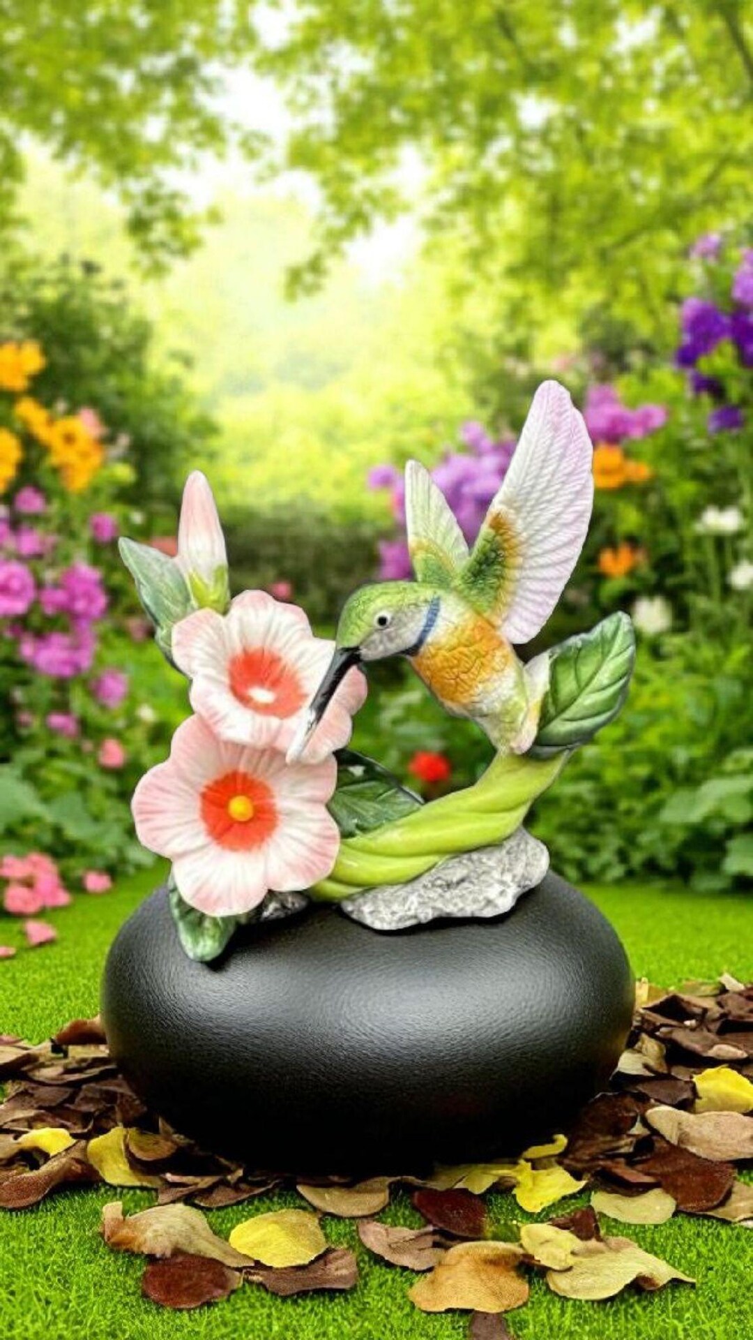 Vintage Hummingbird Porcelain Figurine With Pink Flowers – Hand Painted ...